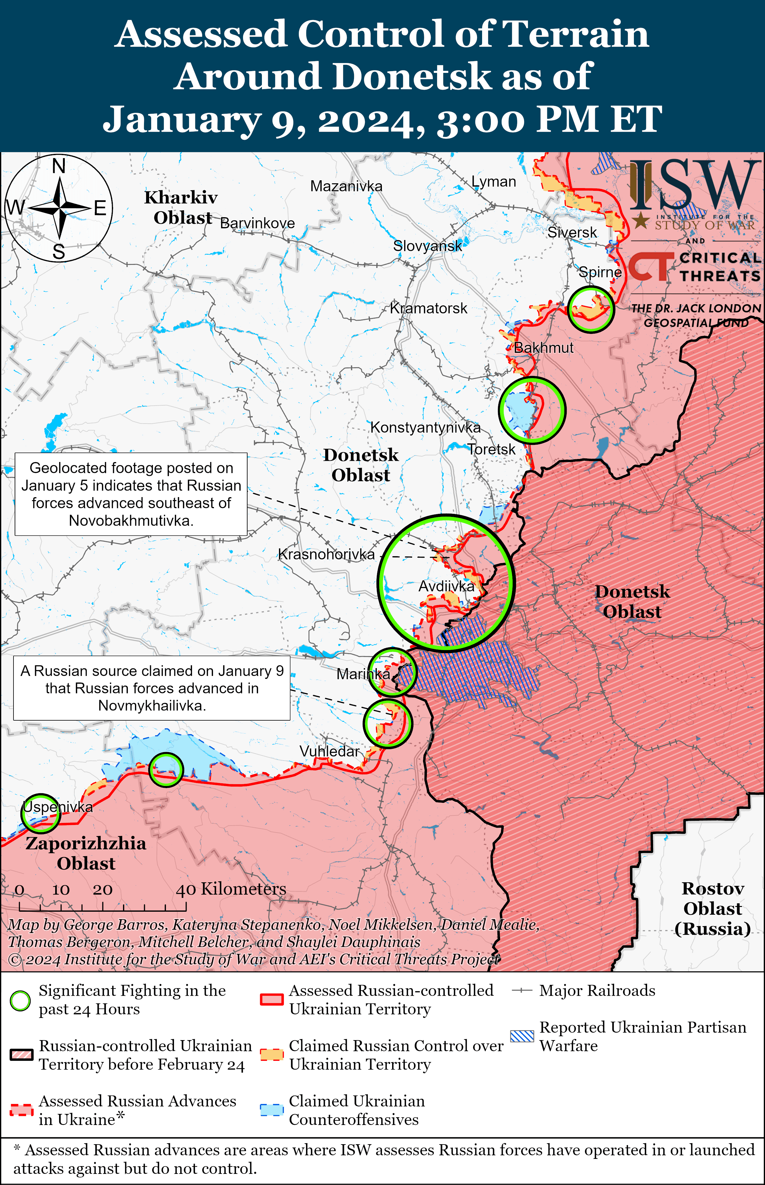 Карта бойових дій України де точаться бої в Україні 10 січня 2024 року